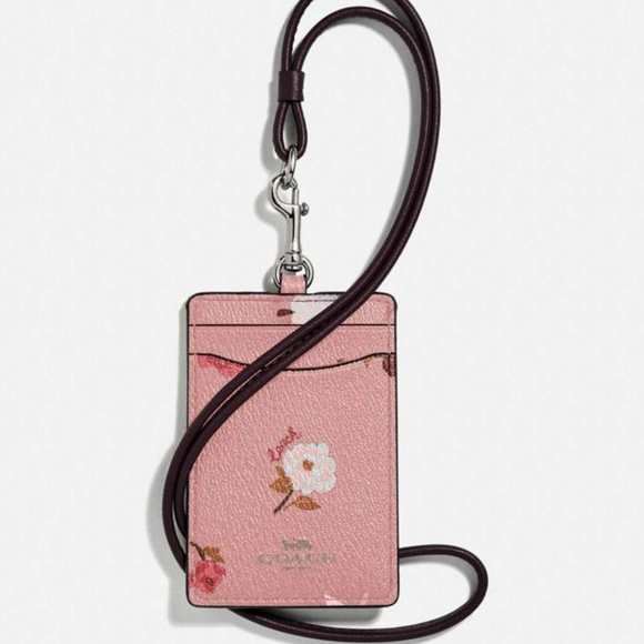 Coach | Accessories | Coach Id Holder Lanyard Badge Card Pink Flower ...